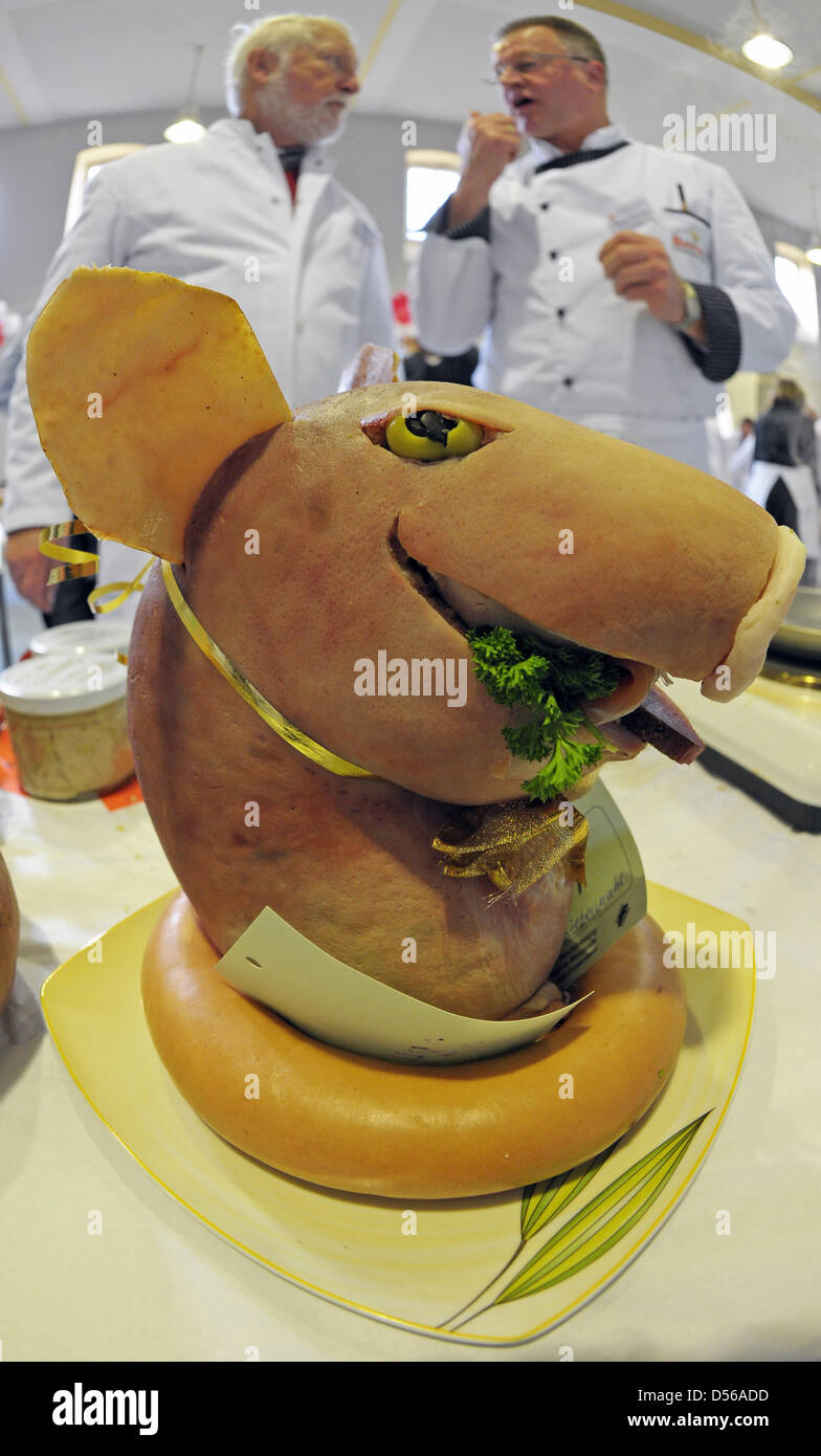 A stuffed pig's stomach, traditional Palatine speciality, shaped as a ...