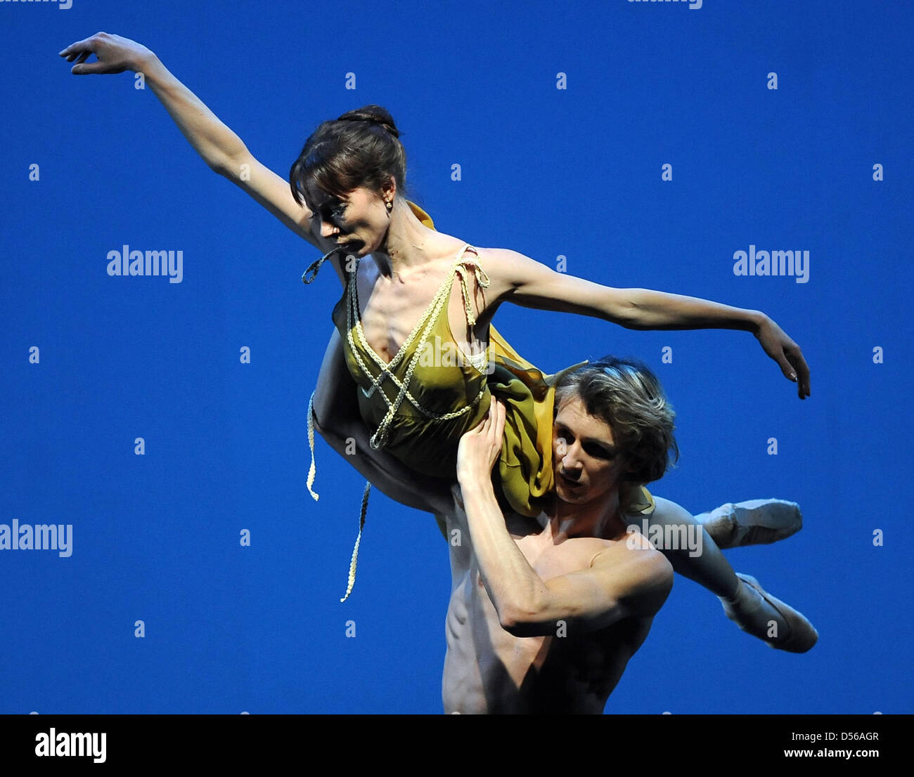 Dancers Semen Chudin and Natalia Ledovskaya are pictured during a photo ...