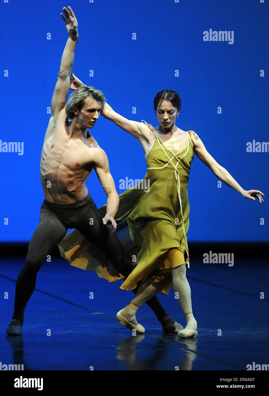 Dancers Semen Chudin and Natalia Ledovskaya are pictured during a photo ...