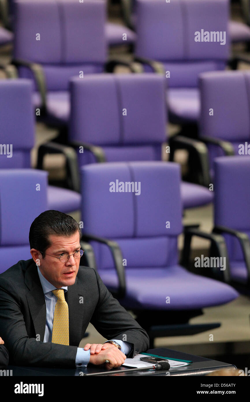 German Minister of Defence Karl-Theodor zu Guttenberg during a debate ...