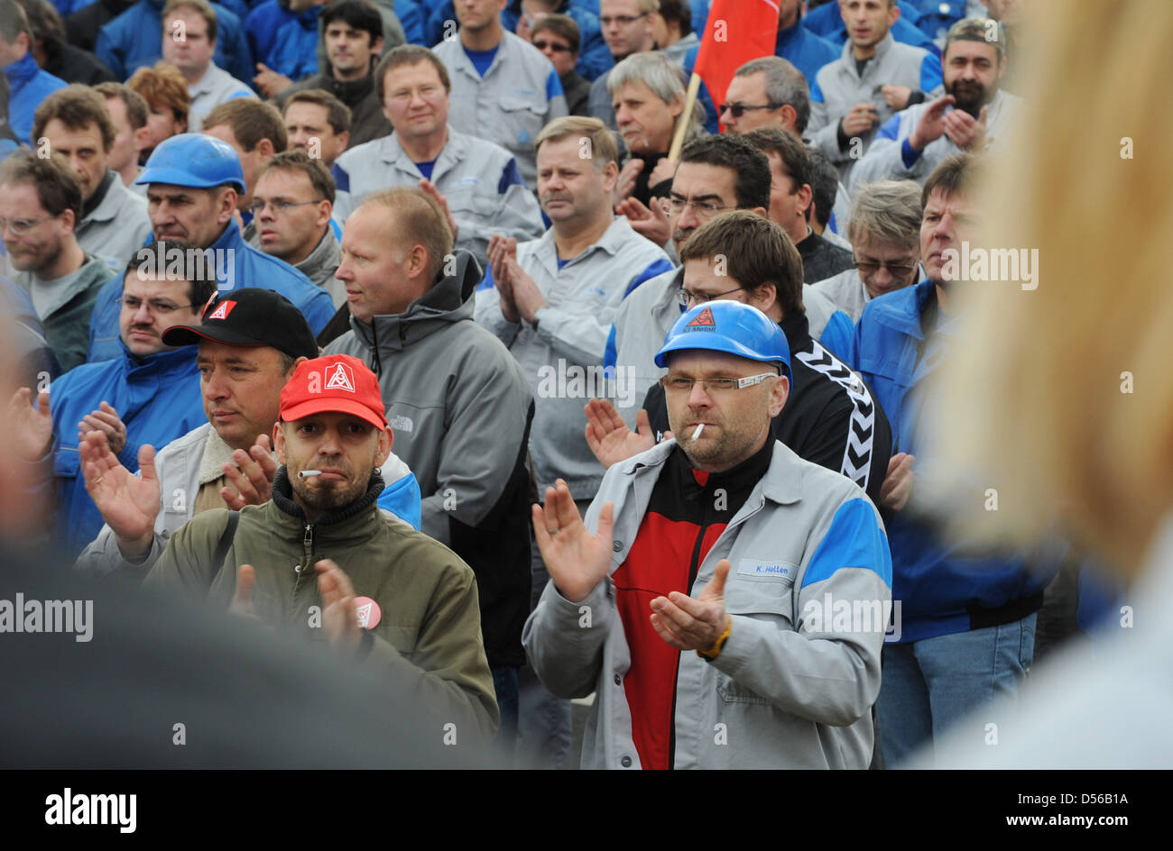 Employees of German carmaker Volkswagen (VW) protest against the rise ...