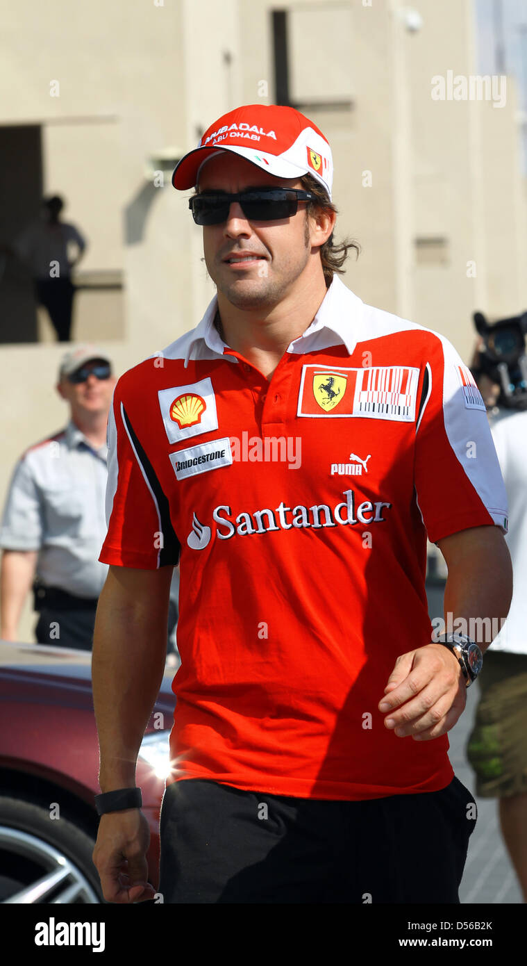Spanish driver Fernando Alonso of Scuderia Ferrari arrives in the ...