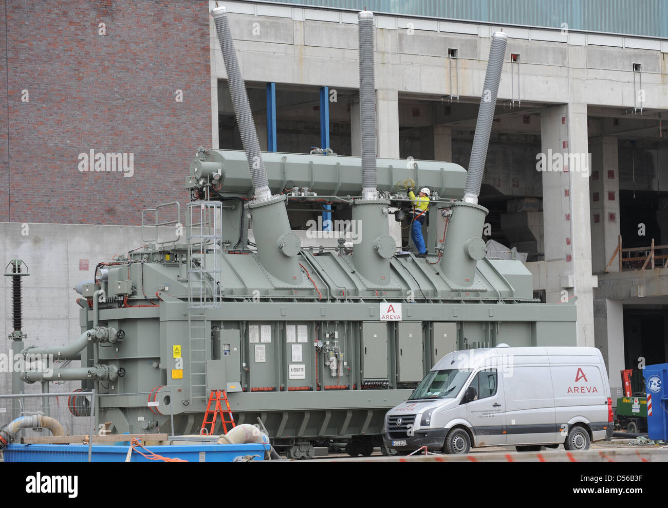One of the two big transformers on the building lot for the new Hard ...