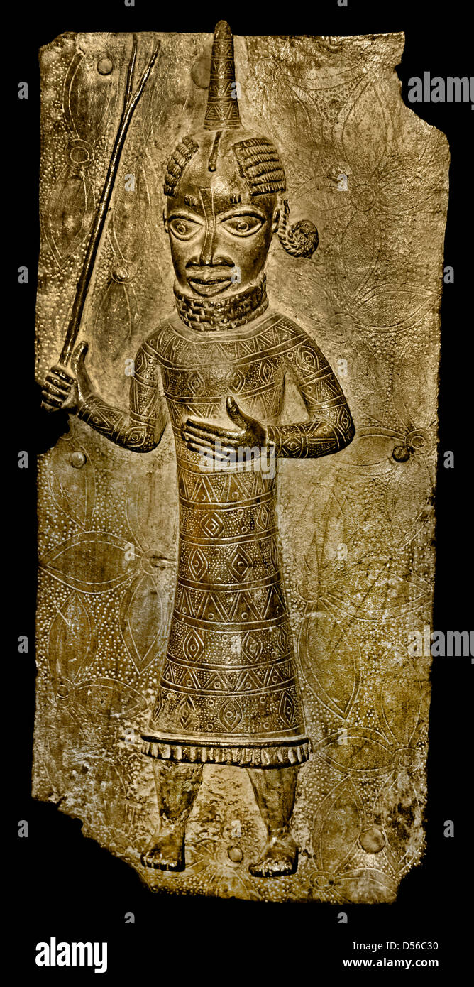 Bronze Brass plaque showing the Oba of Benin with attendants Edo ...