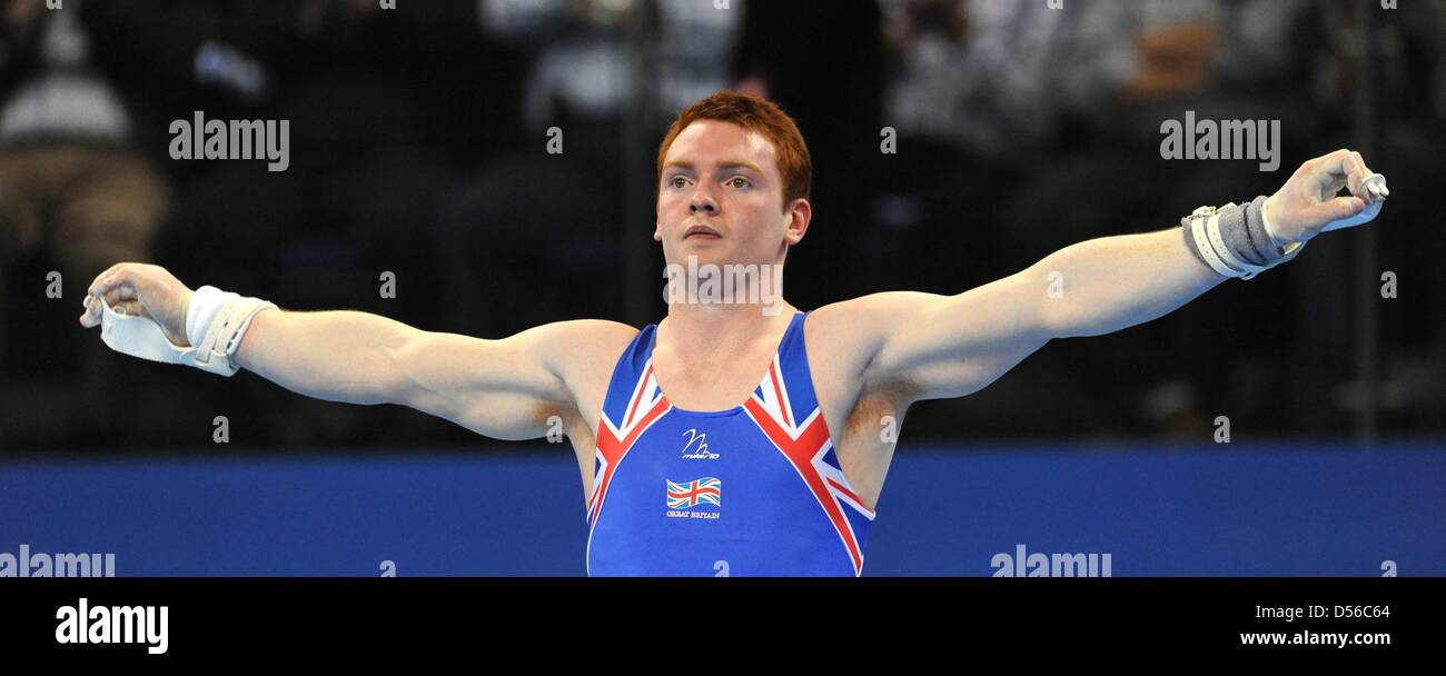 British gymnast Daniel Purvis competes in the Champions trophy at the ...
