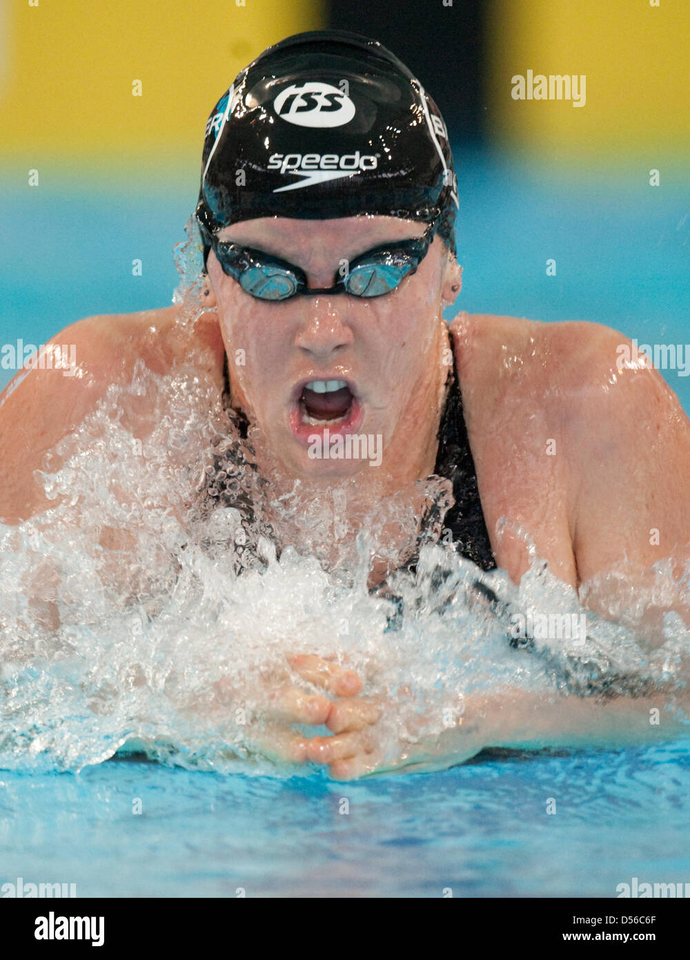 German swimmer Sarah Poewe competes in the 200 metres breaststroke heat ...