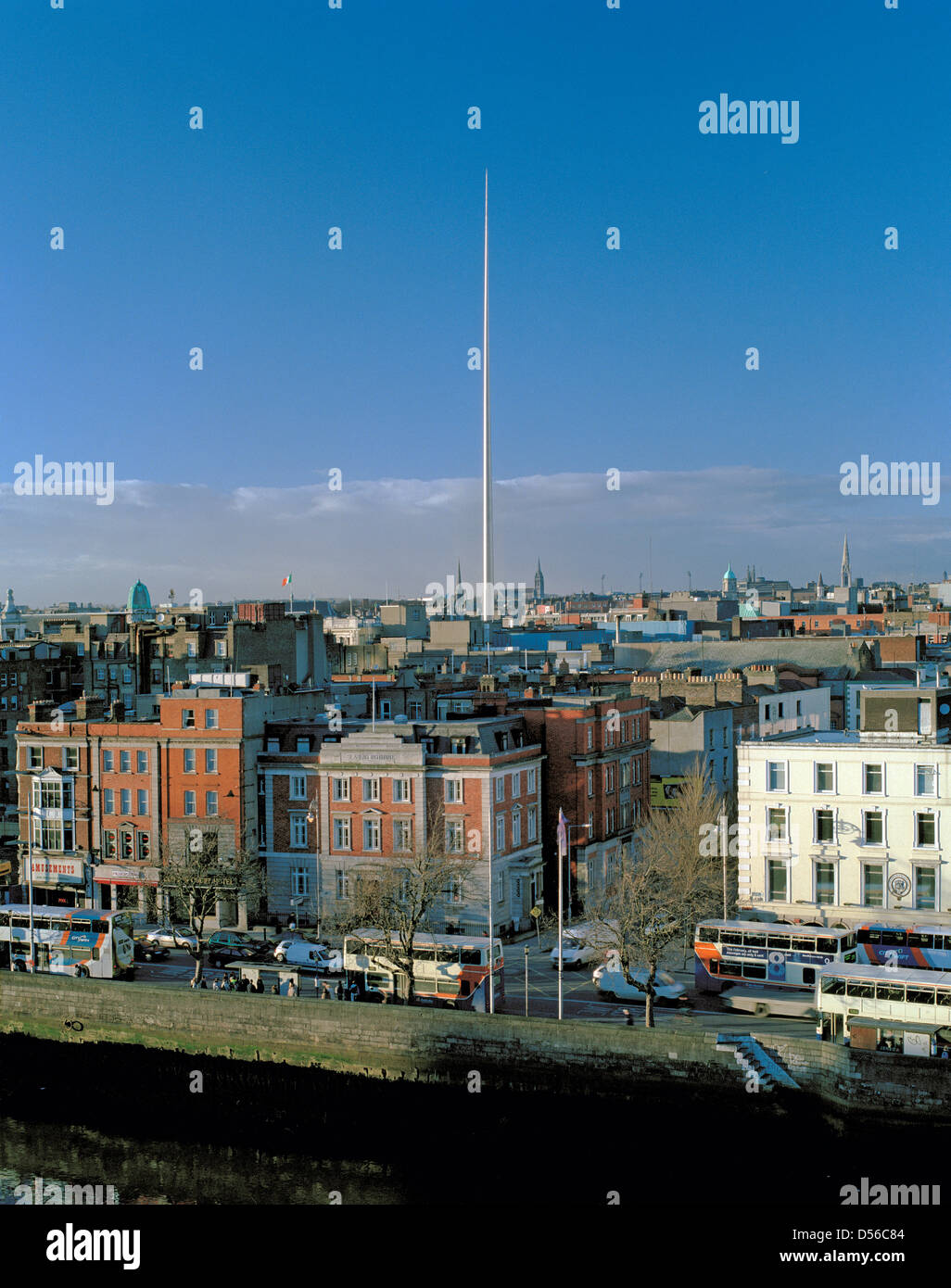 The Spire of Dublin soaring spectacularly over an urban landscape Stock ...
