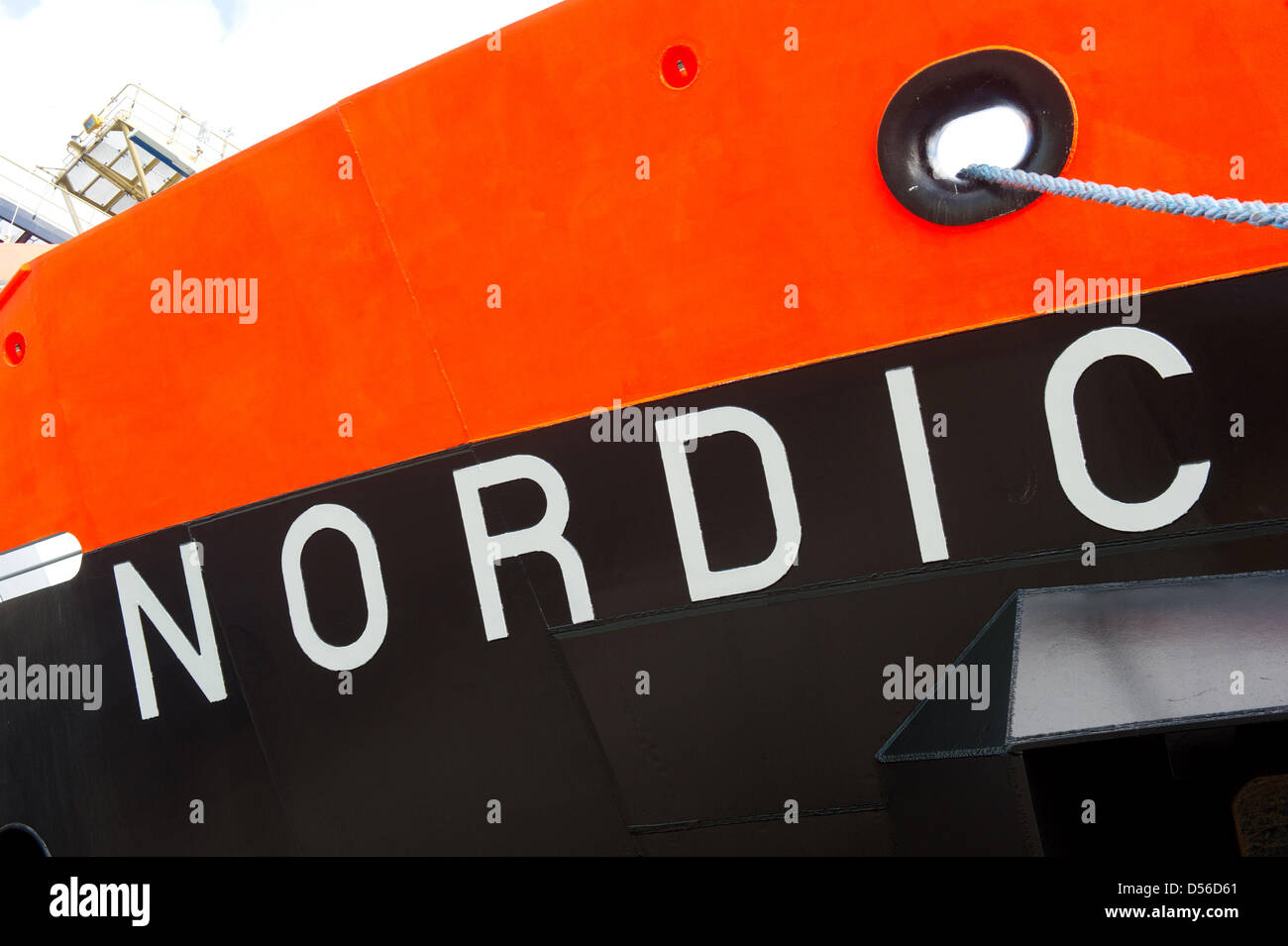 Emergency tow vessel 'Nordic' lies towed at P+S shipyard in Stralsund ...