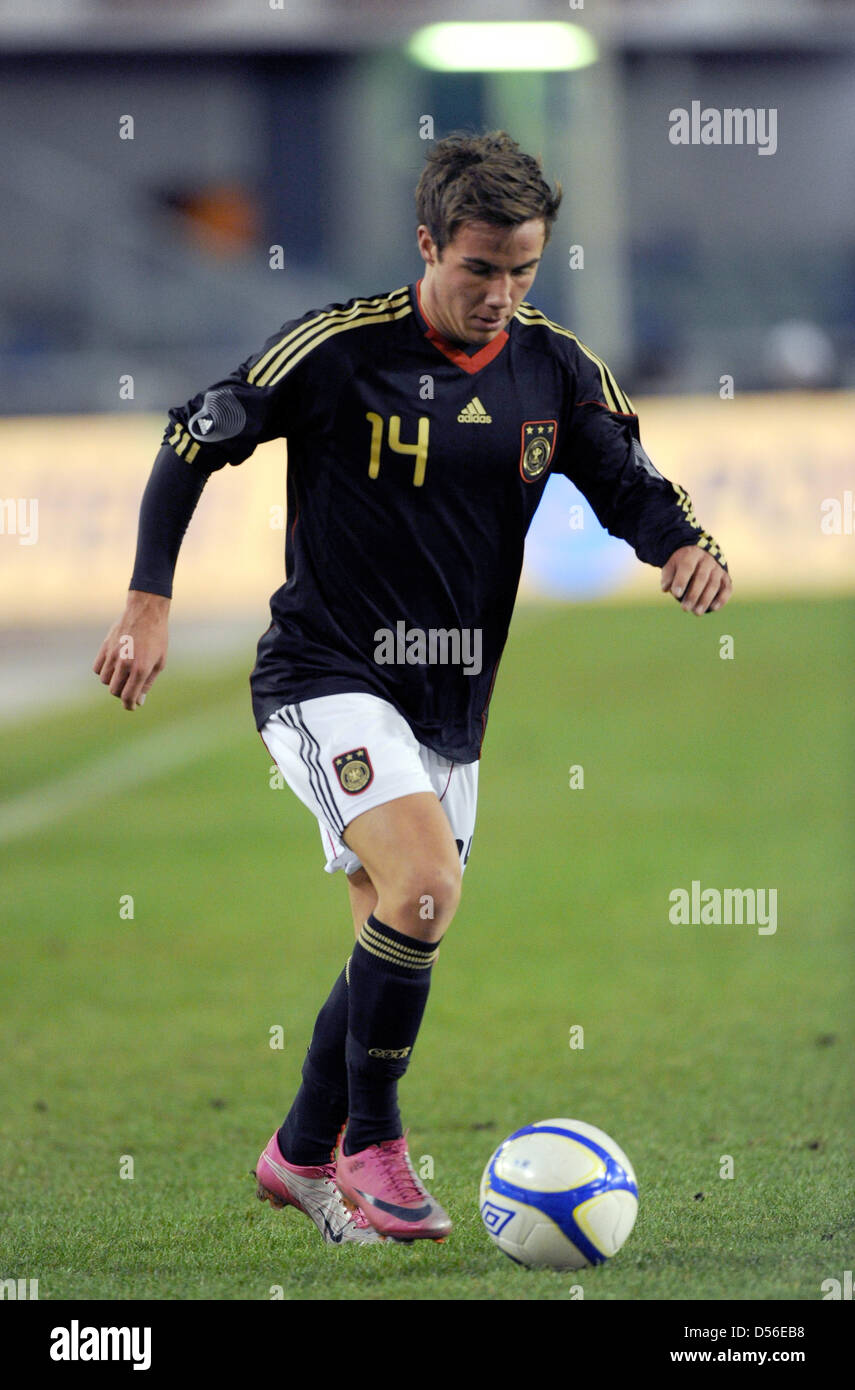 Mario Goetze of Germany controls the ball during the friendly soccer ...