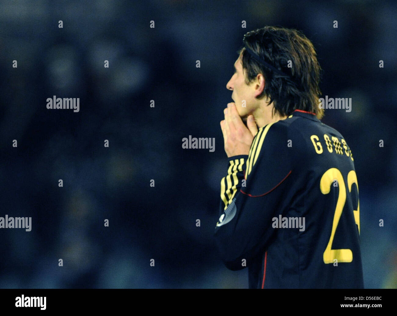 Germany's Mario Gomez reacts during the friendly soccer match between ...