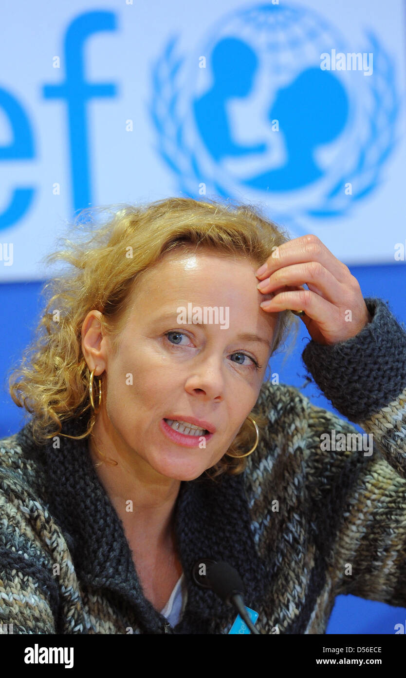 Actress and godmother of Unicef Katja Riemann attends a press ...