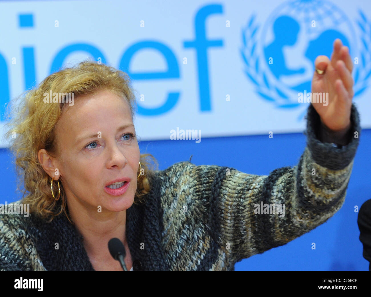 Actress and godmother of Unicef Katja Riemann attends a press ...