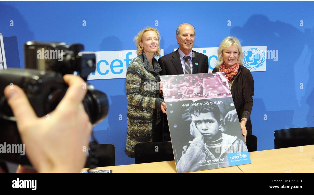 Chairman of Unicef Germany Juergen Heraeus, actress and godmother of ...
