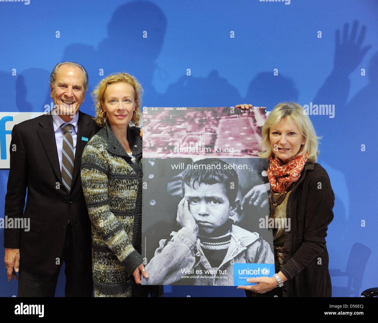 Chairman of Unicef Germany Juergen Heraeus, actress and godmother of ...