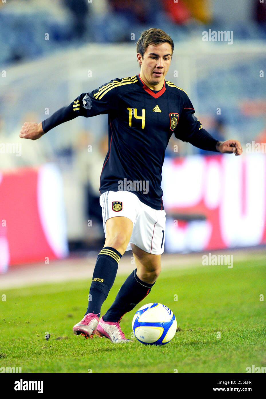 Germany's Mario Goetze in action with the ball during the soccer ...