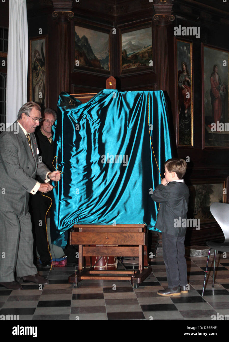 Prince Consort Henrik (L) and his grandson Prince Christian unveil a ...