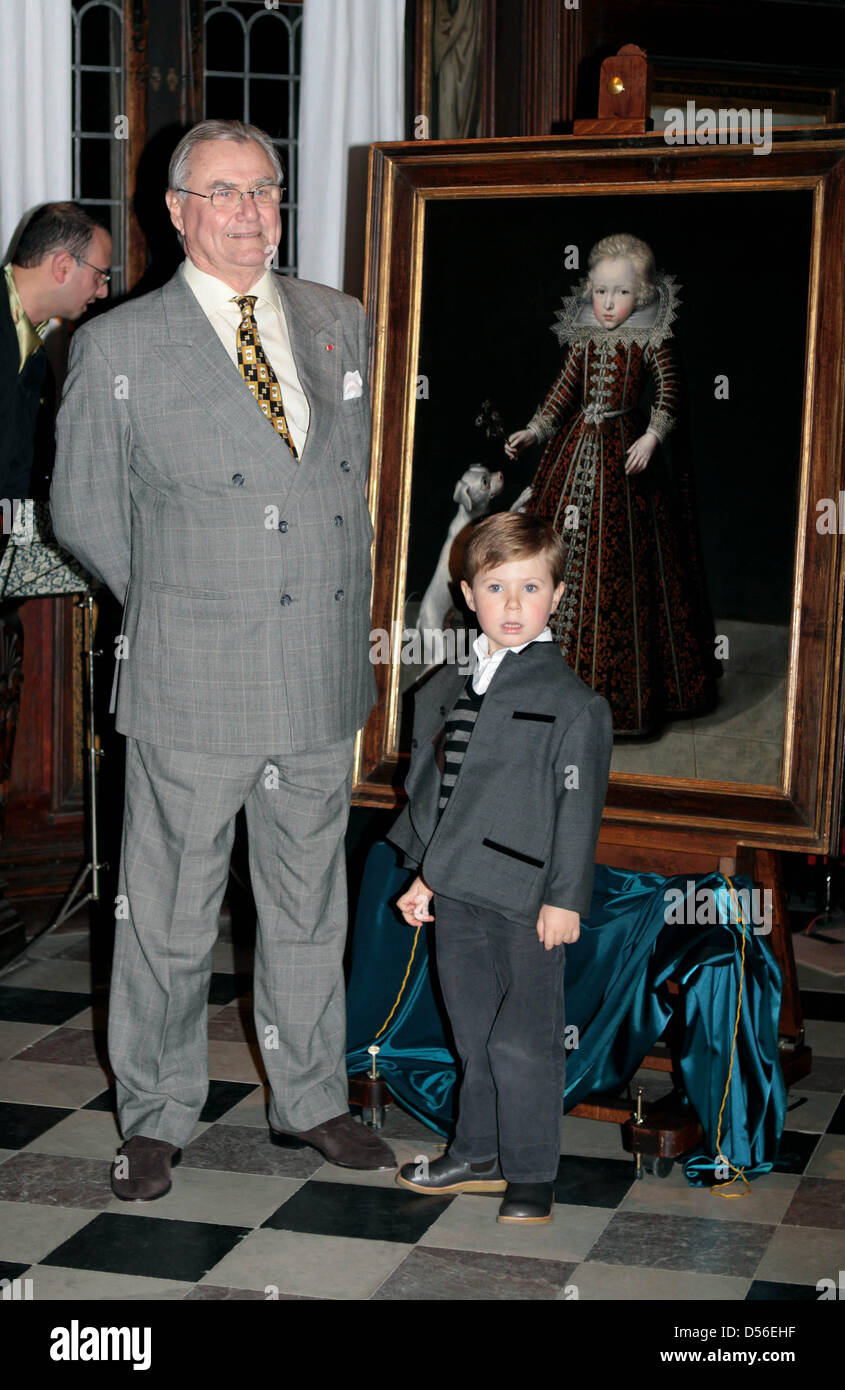Prince Consort Henrik (L) and his grandson Prince Christian unveil a ...