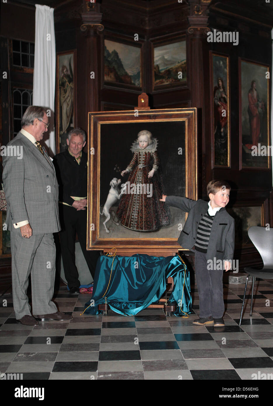 Prince Consort Henrik (L) and his grandson Prince Christian unveil a ...