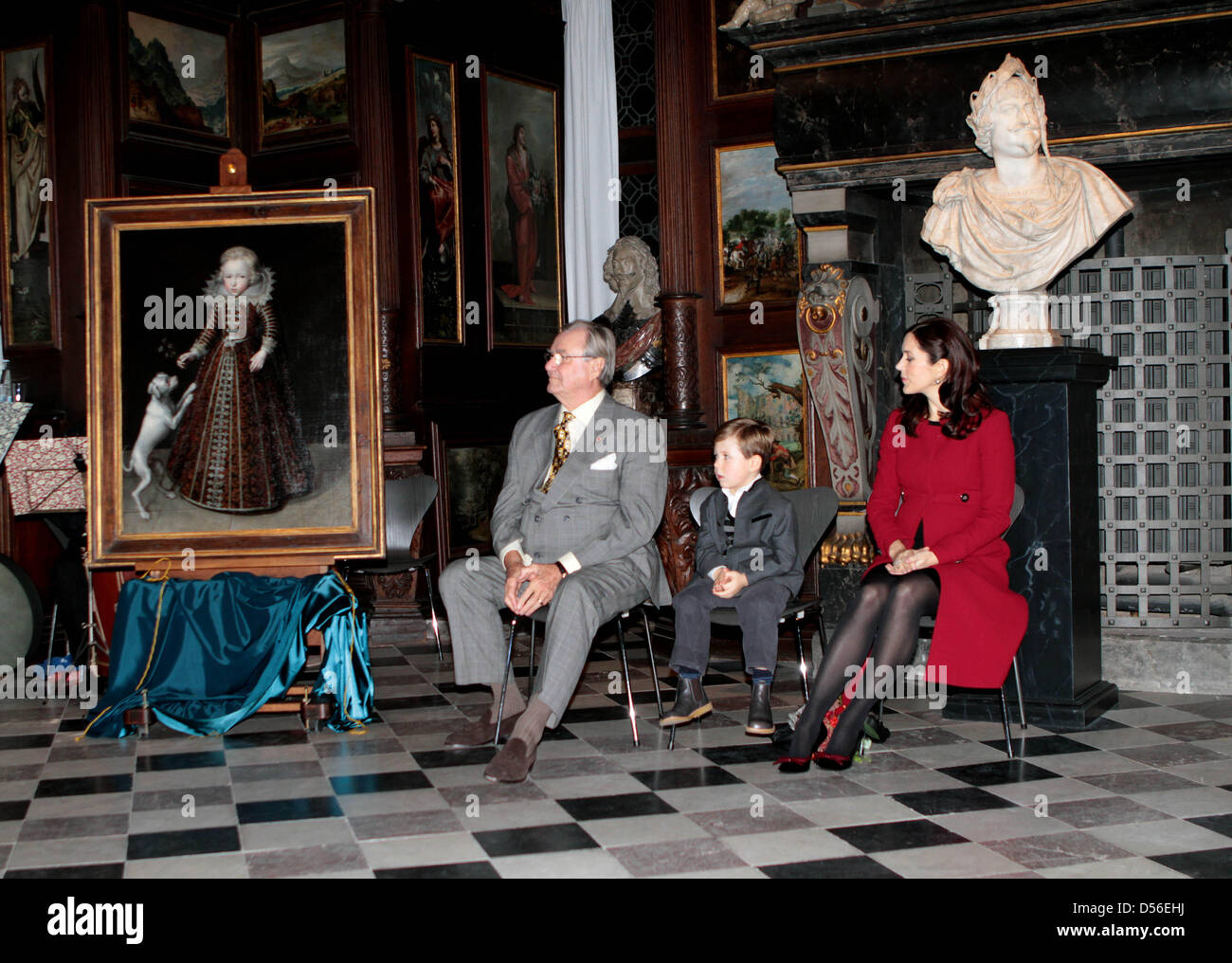 Prince Consort Henrik (L) and his grandson Prince Christian unveil a ...