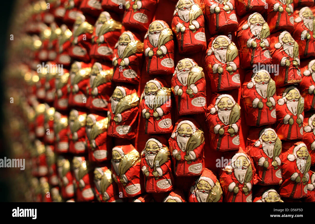 A file picture taken on 4 November shows plenty of chocolate santa ...