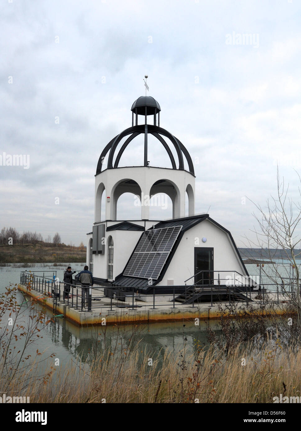 The floating church Vienta anchors at the Stoermthaler Lake nearby ...
