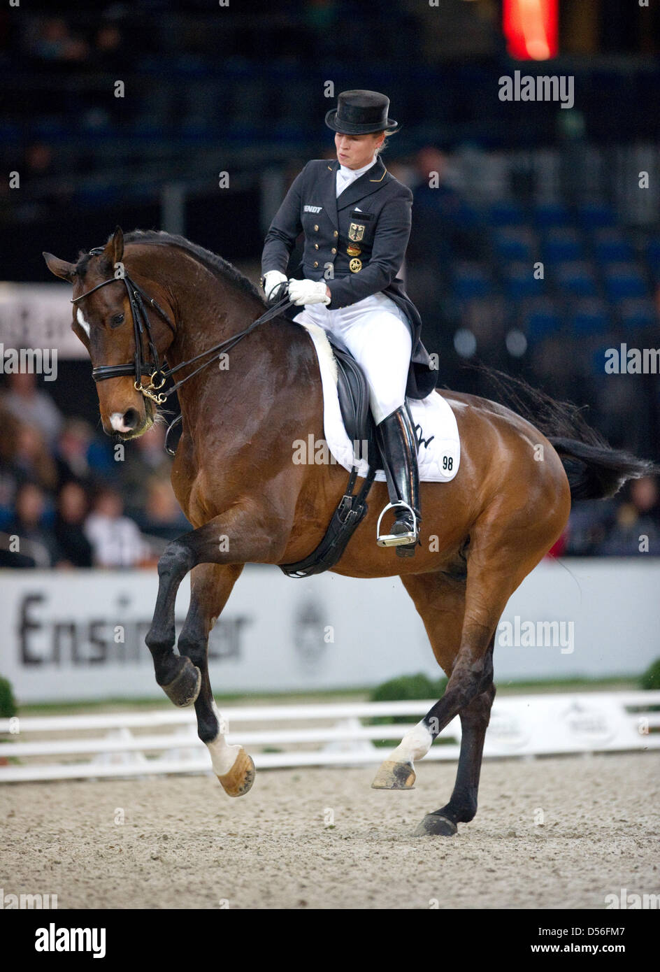 German dressage rider Isabell Werth rides her horse, El Santo, during ...