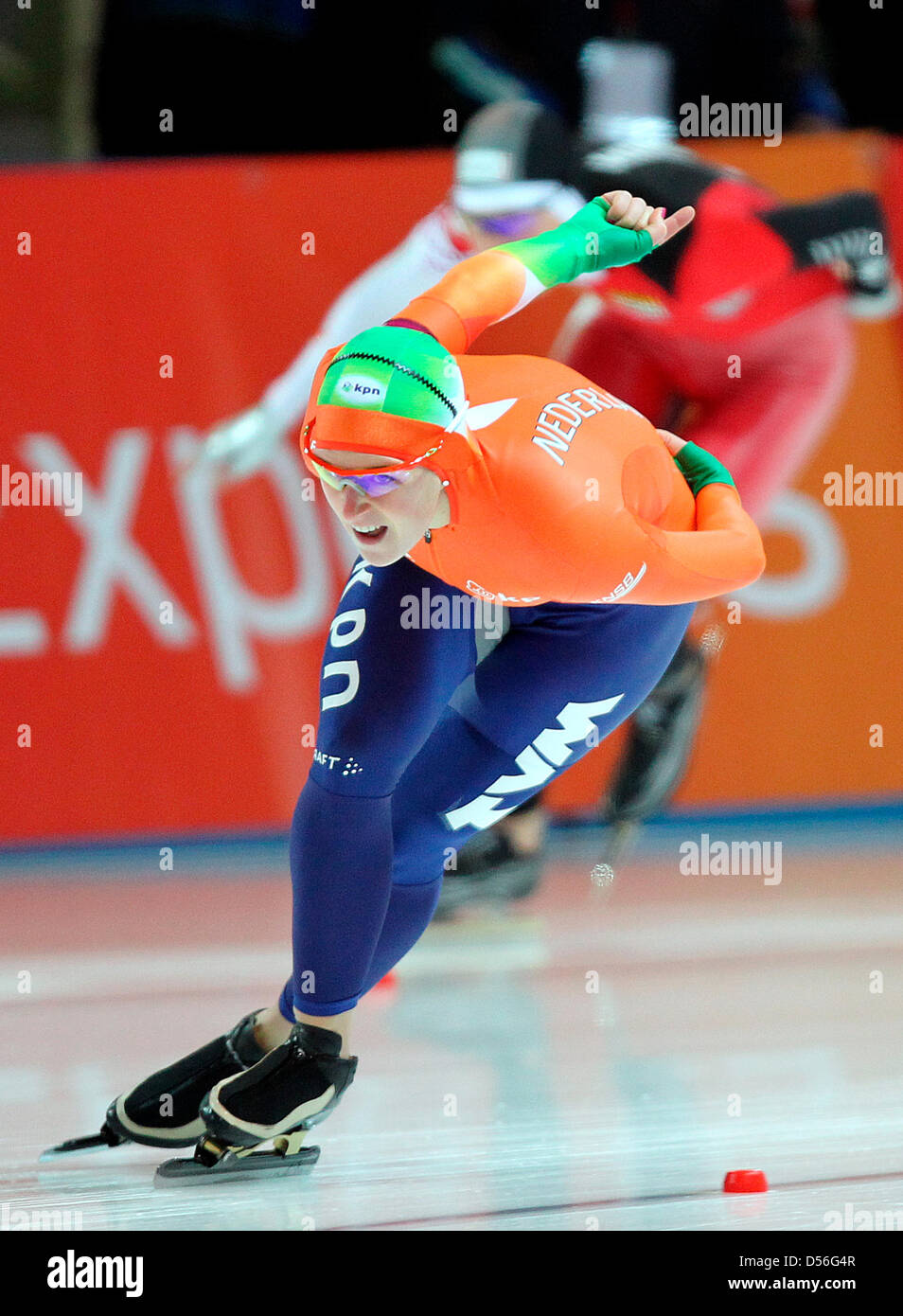 Dutch speed skater Ireen Wuest in the women's 3,000 metres race of the ...