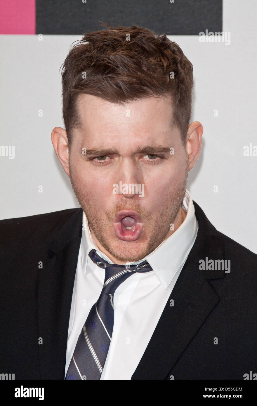 Canadian singer Michael Buble poses in the press room of the 38th ...