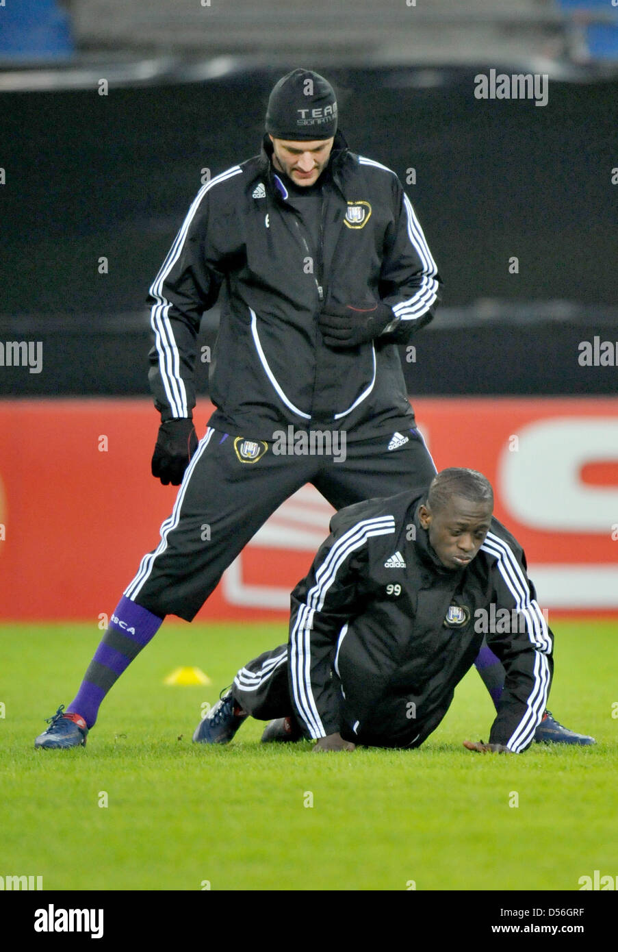 Bakary Sare (R) and Jelle Van Damme of Belgian soccer club RSC ...
