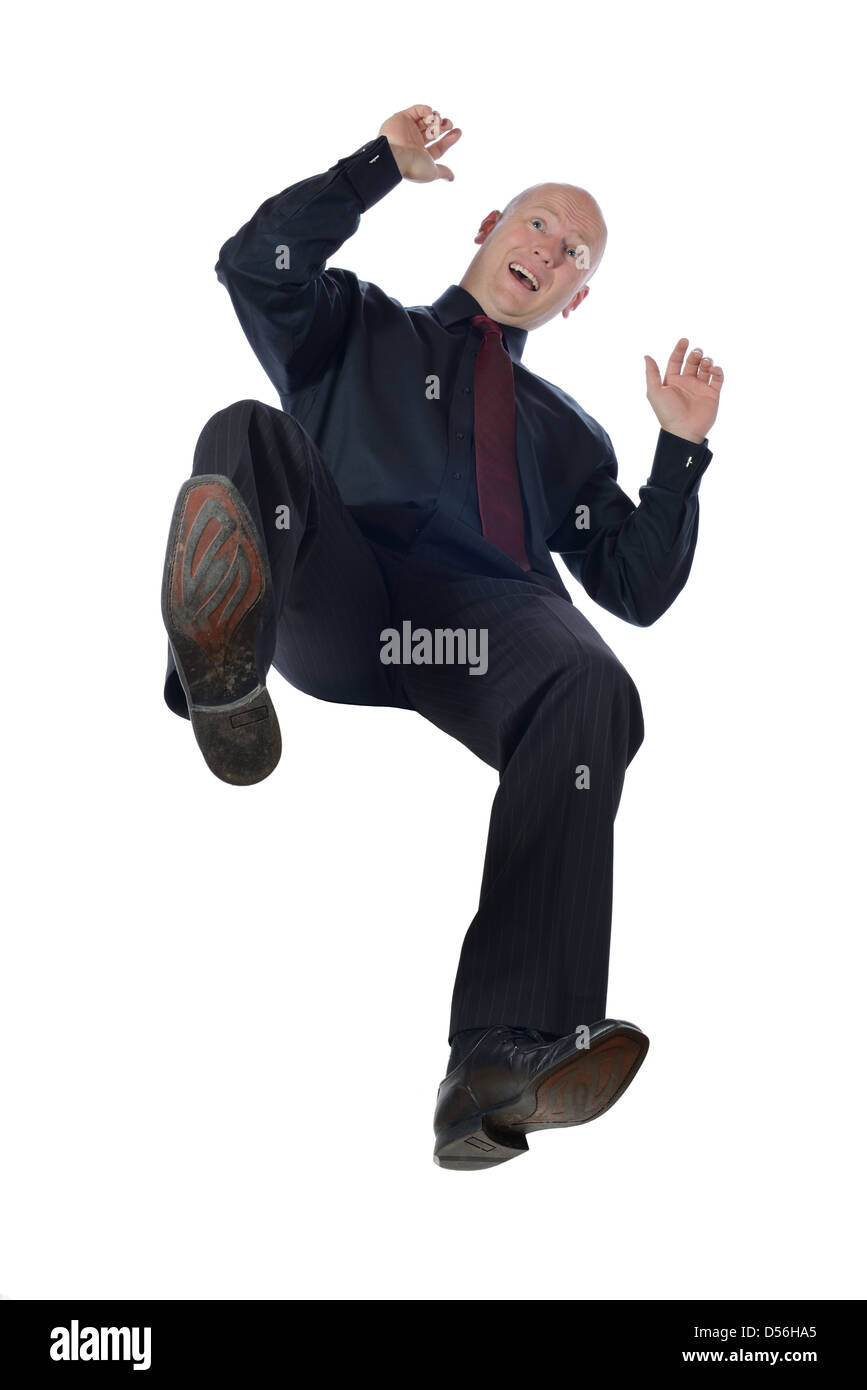 falling businessman isolated on white Stock Photo - Alamy