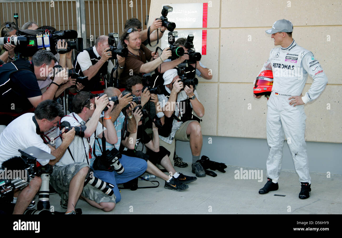 German Formula One driver Michael Schumacher of Mercedes GP poses in ...