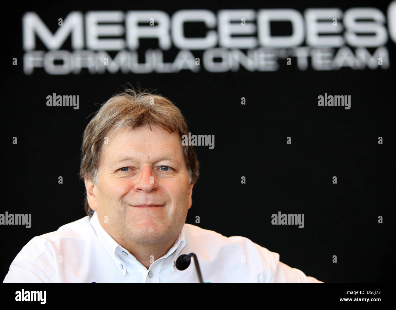Mercedes Motorsport Director Norbert Haug delivers a press conference ...
