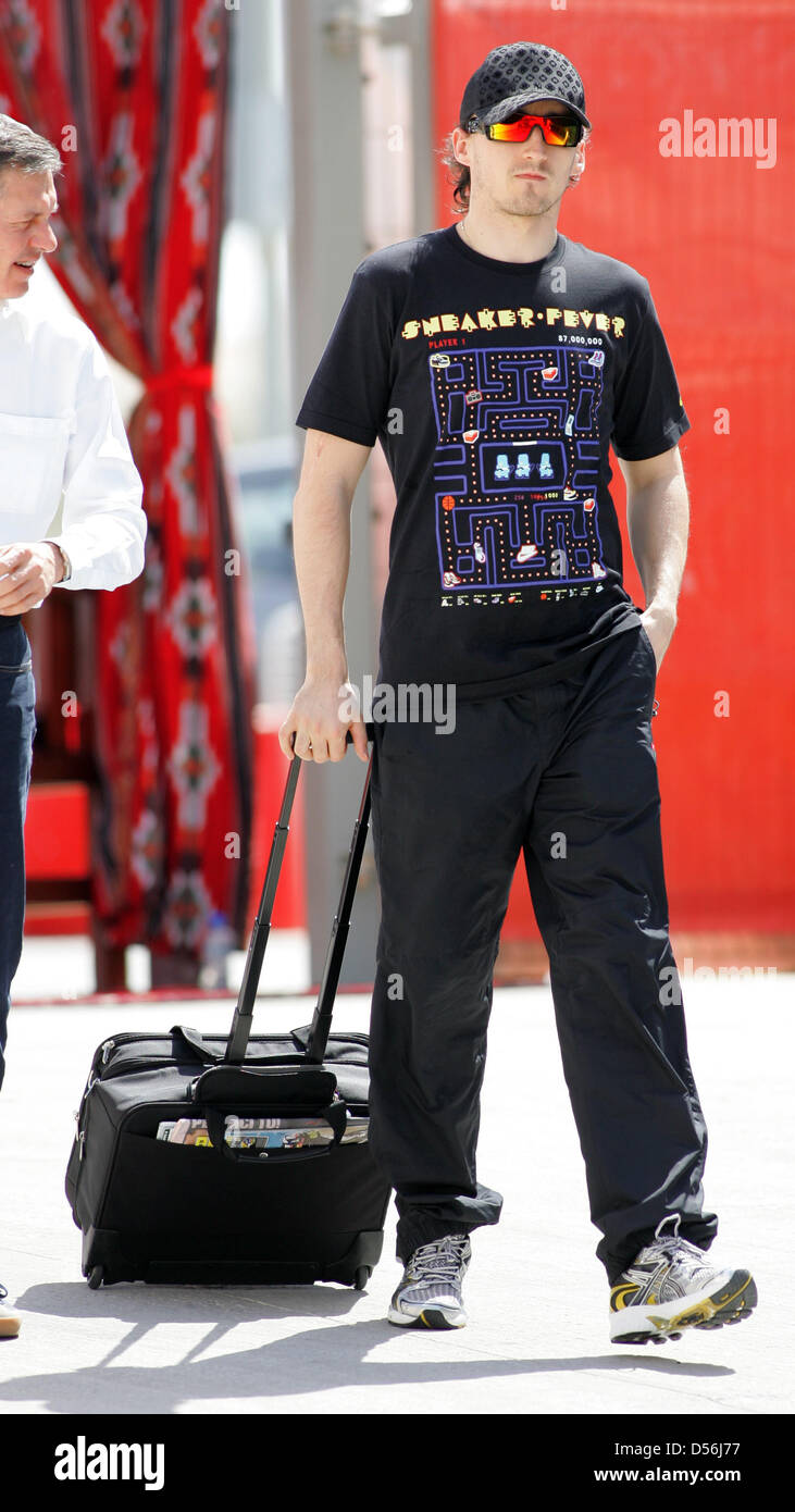 Polish Formula One driver Robert Kubica of Renault F1 arrives in the ...