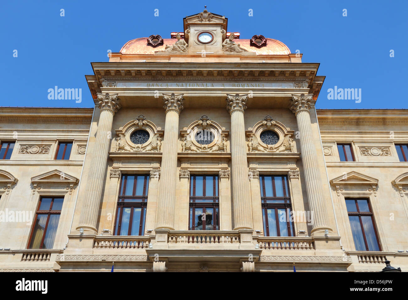 Bucharest, capital city of Romania. Famous National Bank of Romania ...