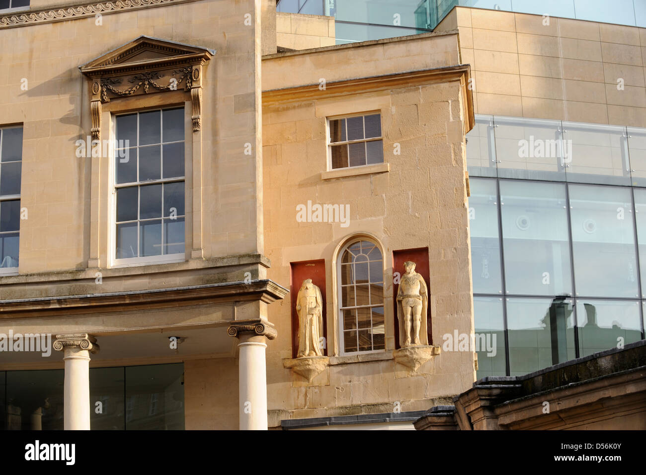 Detail of old Georgian architecture blending into the contemporary Bath ...