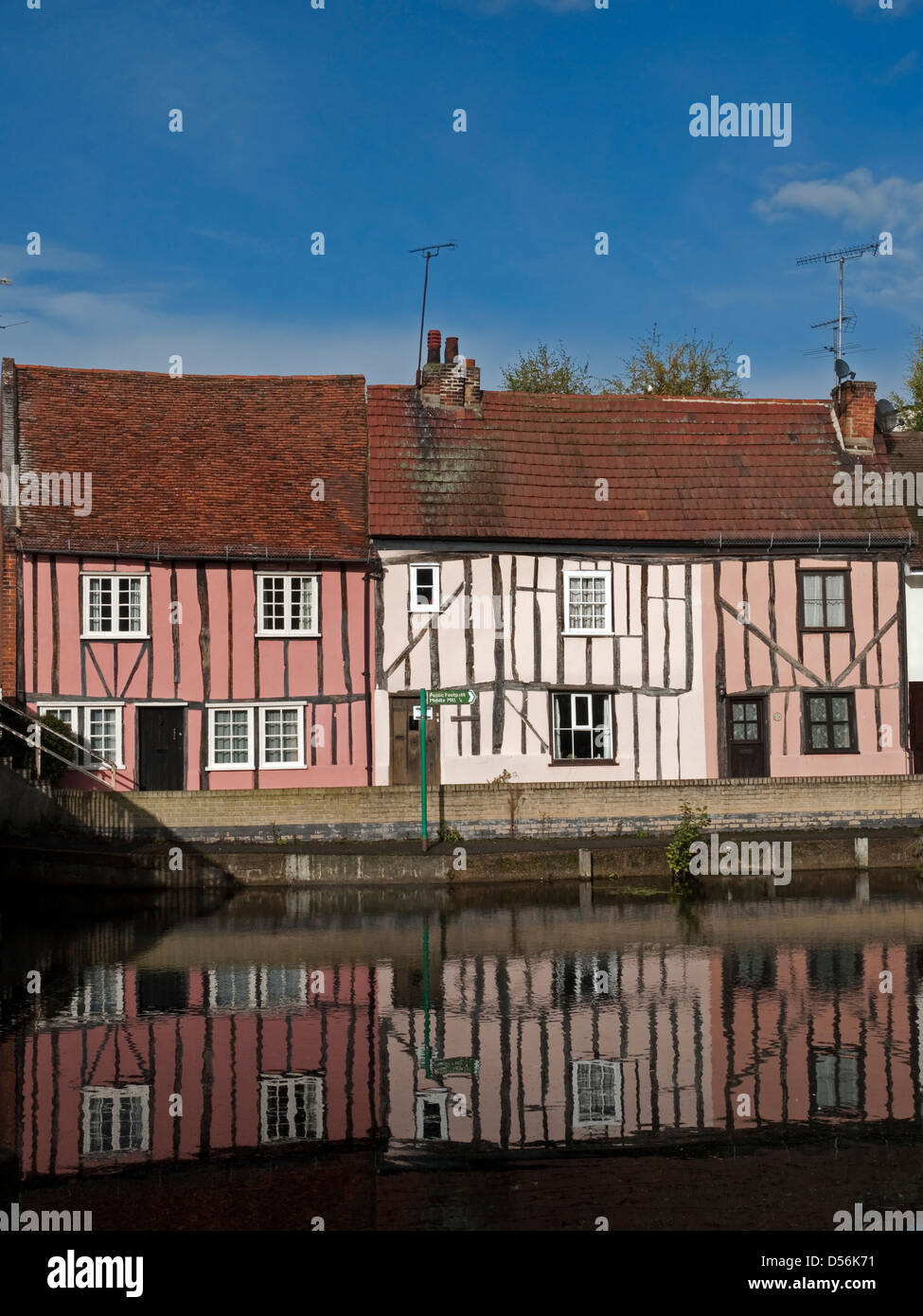 Medieval Half Timbered Houses beside the River Colne in Colchester ...
