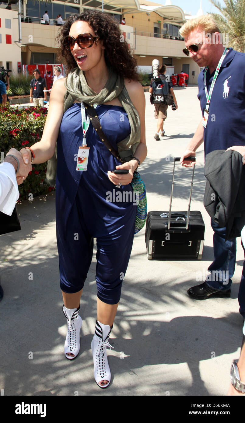 Former German tennis star Boris Becker (R) and his wife Lilly visit the ...