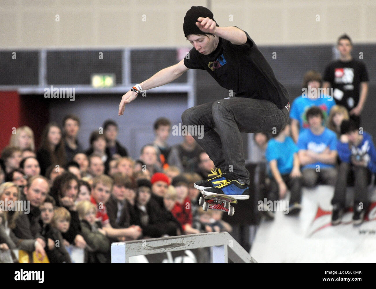 Skaters in action during the German skateboard championships held at ...