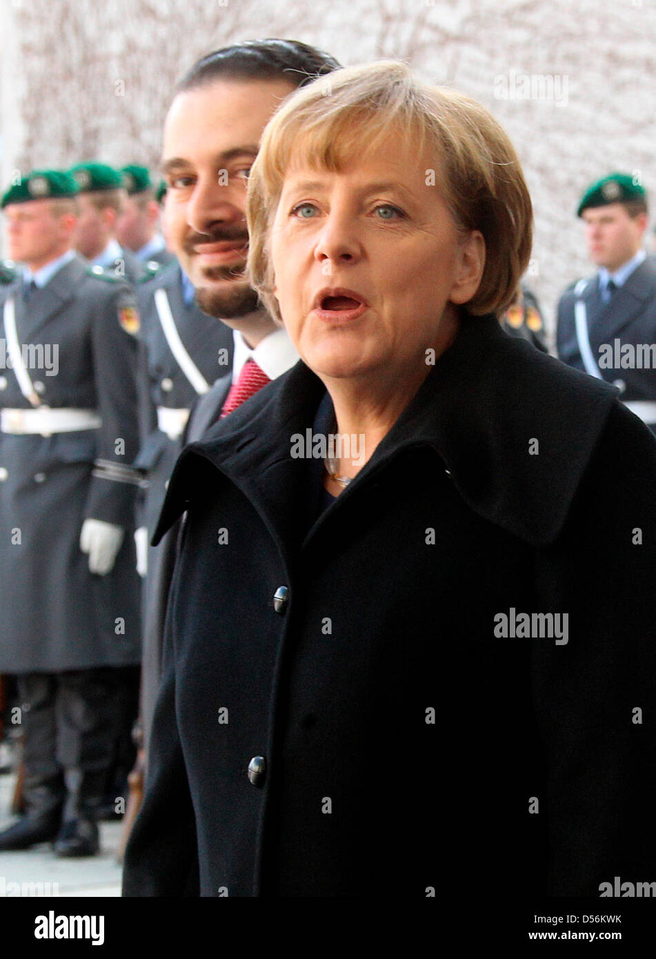 German Chancellor Angela Merkel (R) receives Saad Rafik Hariri, Prime ...