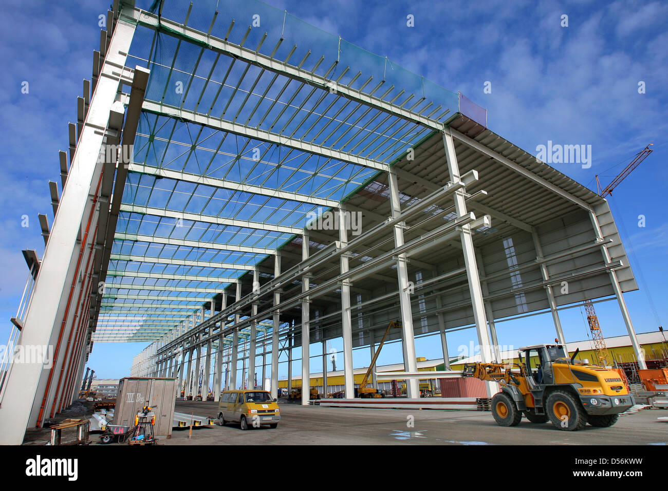 A new production hall of German manufacturer 'Liebherr' is under ...