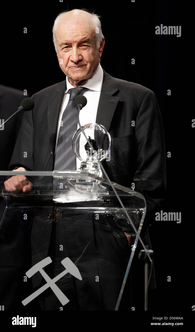 German actor Armin Mueller-Stahl delivers a speech after receiving the ...