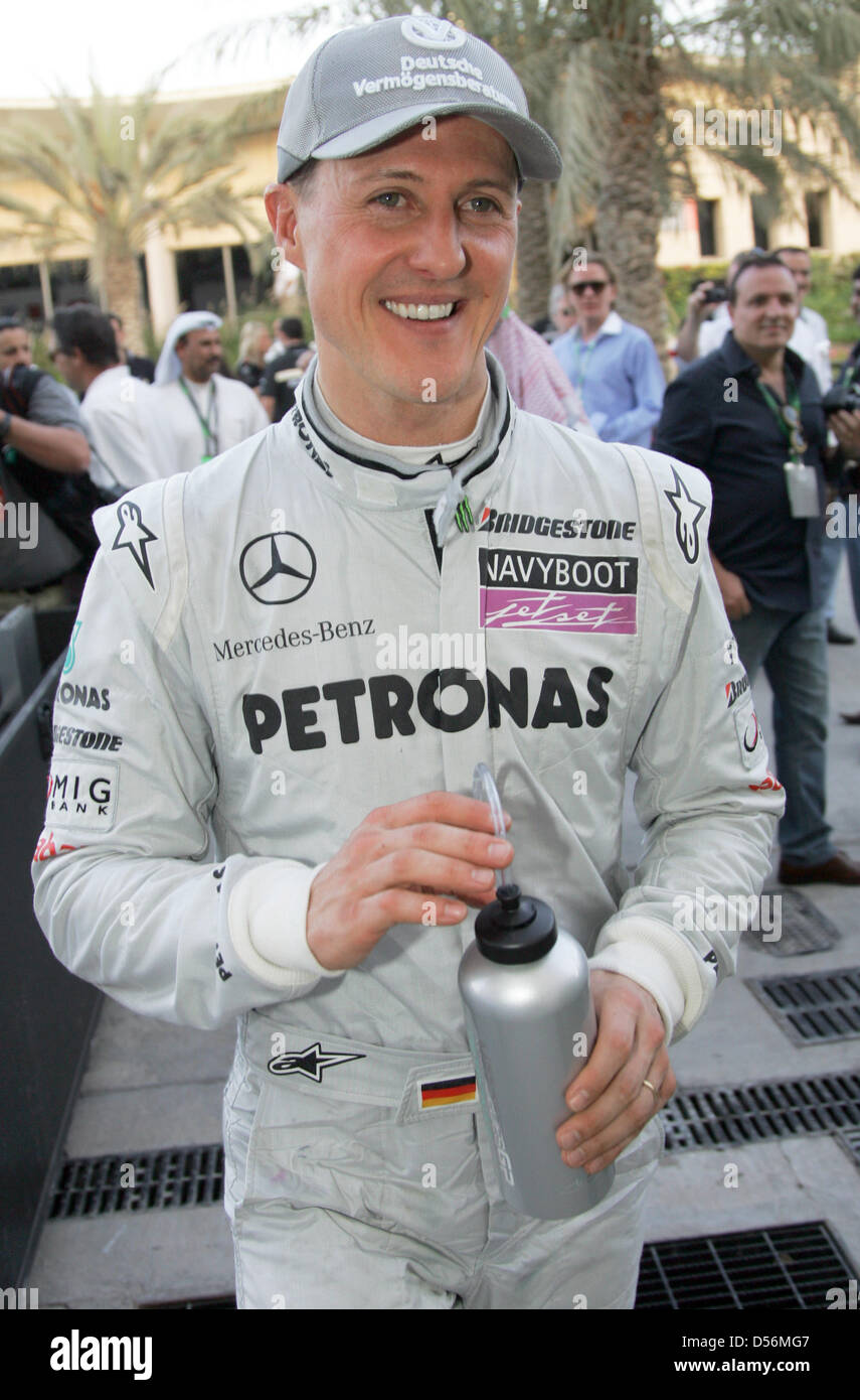 German Michael Schumacher of Mercedes GP gestures after the Formula One ...