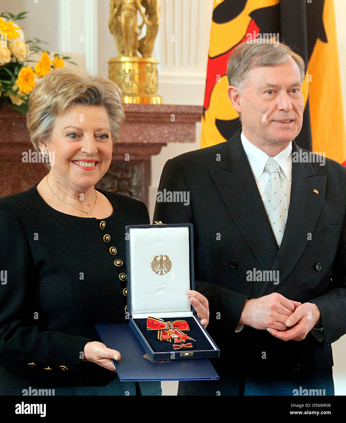 German President Horst Koehler awards actress Marie-Luise Marjan (L ...