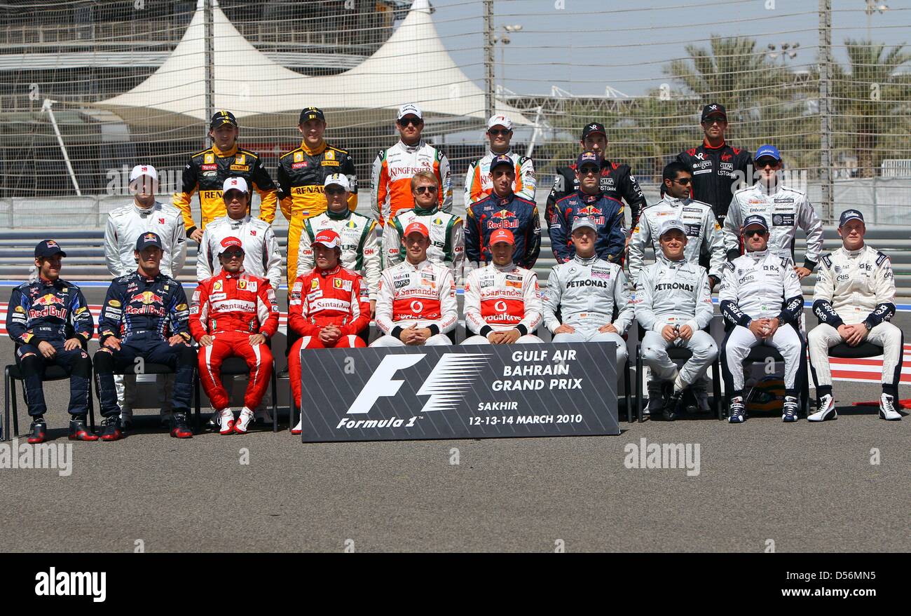 The official group photo of the Formula One drivers shows Sebastian ...