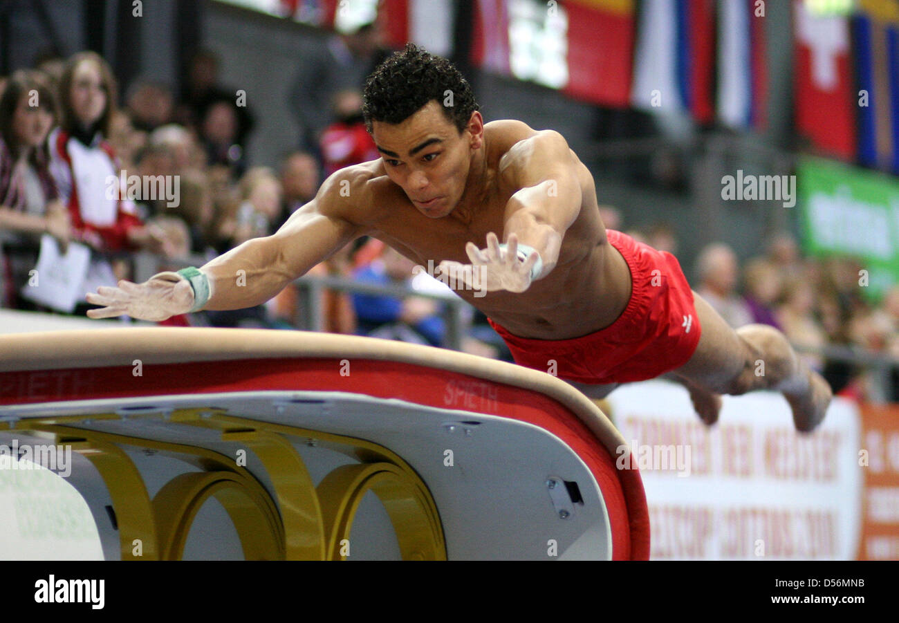 German Matthias Fahrig shown in action during the Men's jump finals at ...