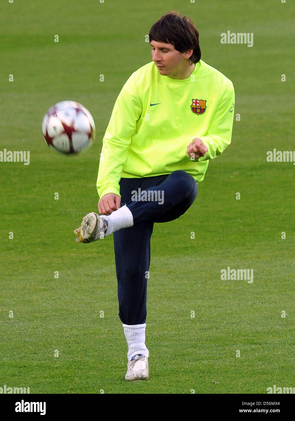 Lionel Messi of FC Barcelona pictured during a training session at Nou ...