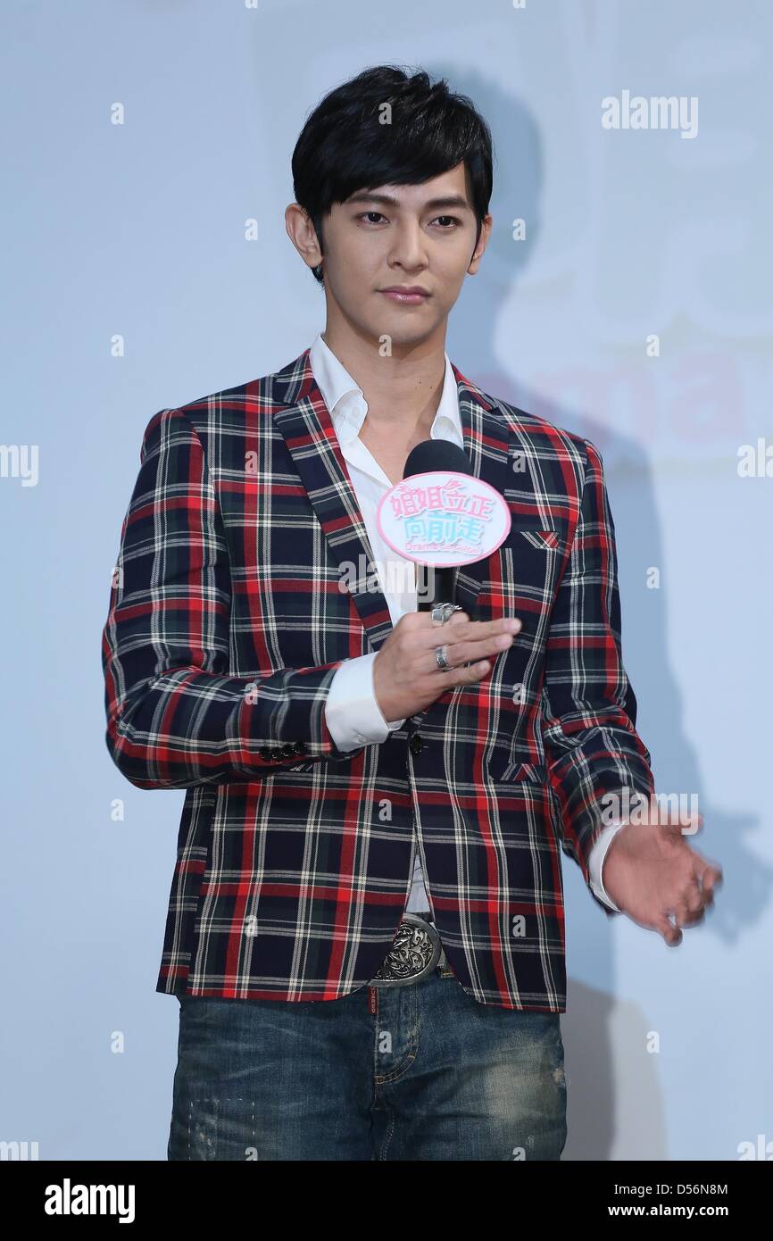 Ruby Lin and Jiro Wang attended preimiere of Drama Go Go Go in Taipei, Taiwan, China on Monday ...