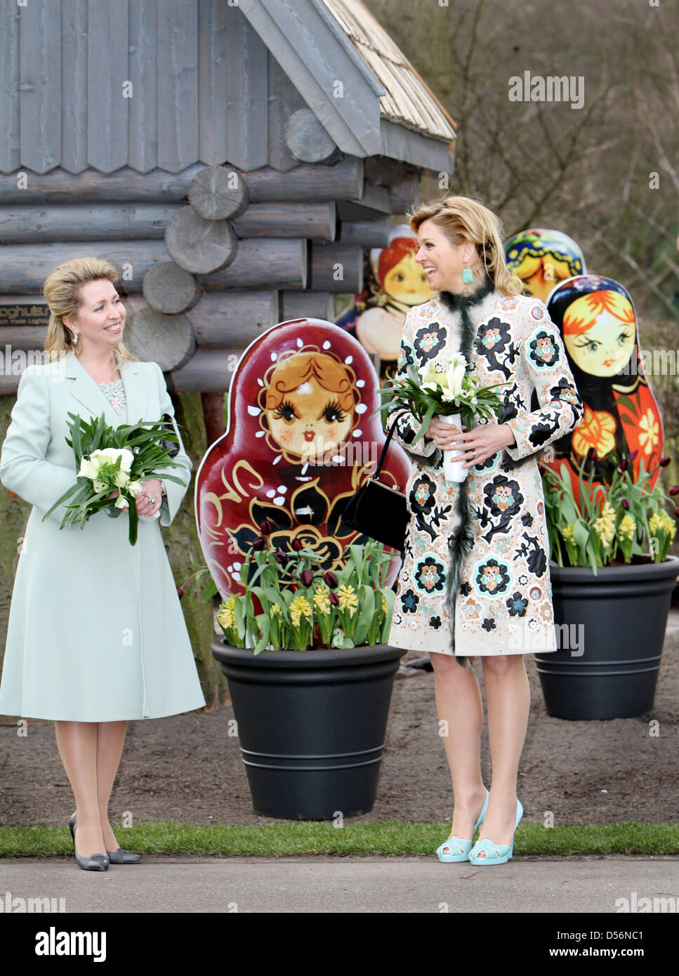 Crown Princess Maxima of the Netherlands (R) and Russian First Lady ...