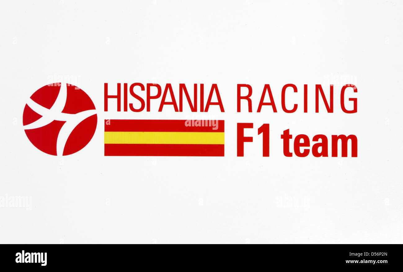 The team sign of Hispania Racing pictured at Sakhir race track prior to ...