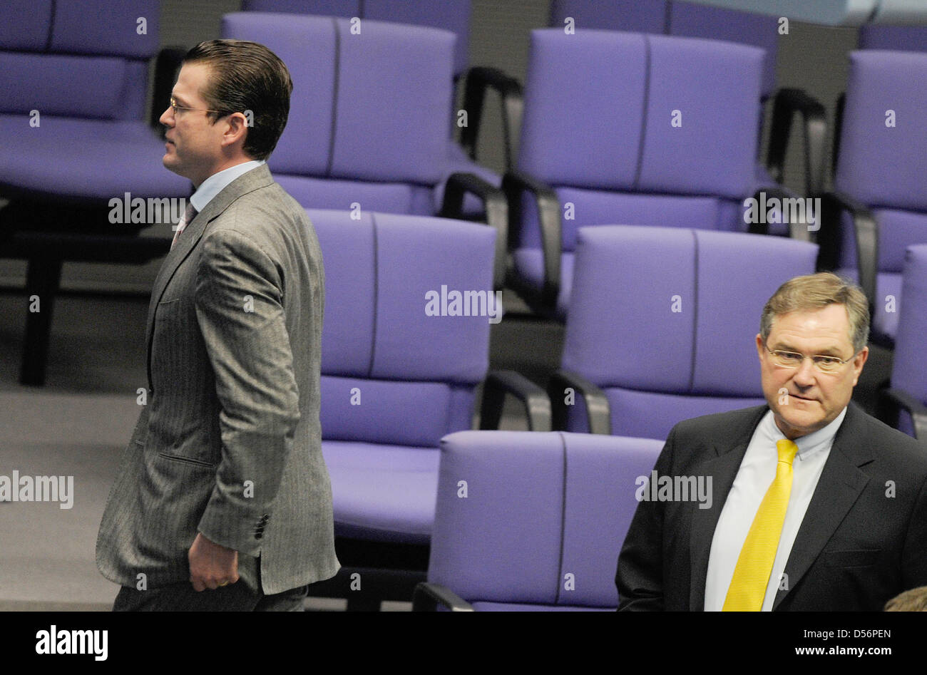 German Minister of Defence Karl-Theodor zu Guttenberg (L) and his ...